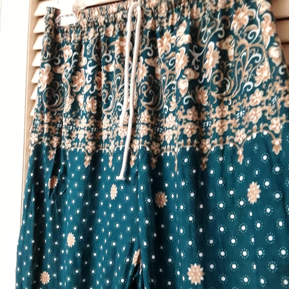 Goa | Pants & Jumpsuits | Green Gold Boho Tribal Palazzo Harem Pants S ...